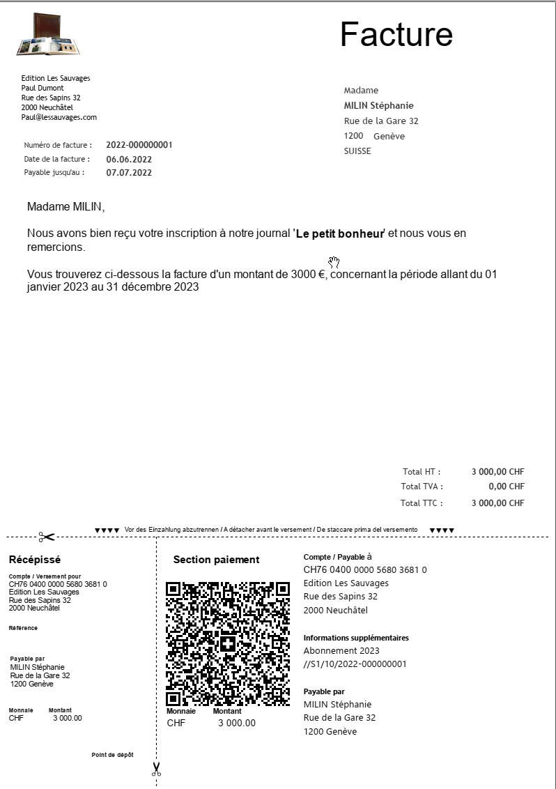 Logiciel de facturation - Créez des BVR avec QR-Code suisse