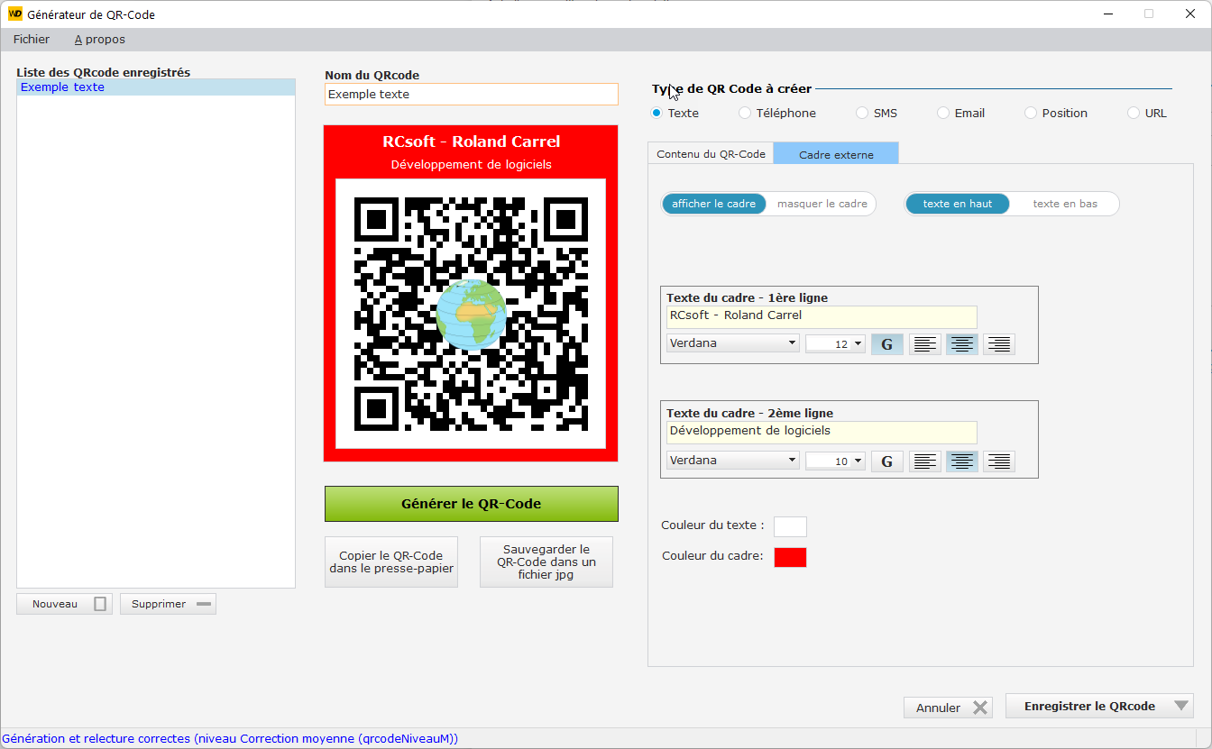 Code source GenQRCode - RCsoft.ch