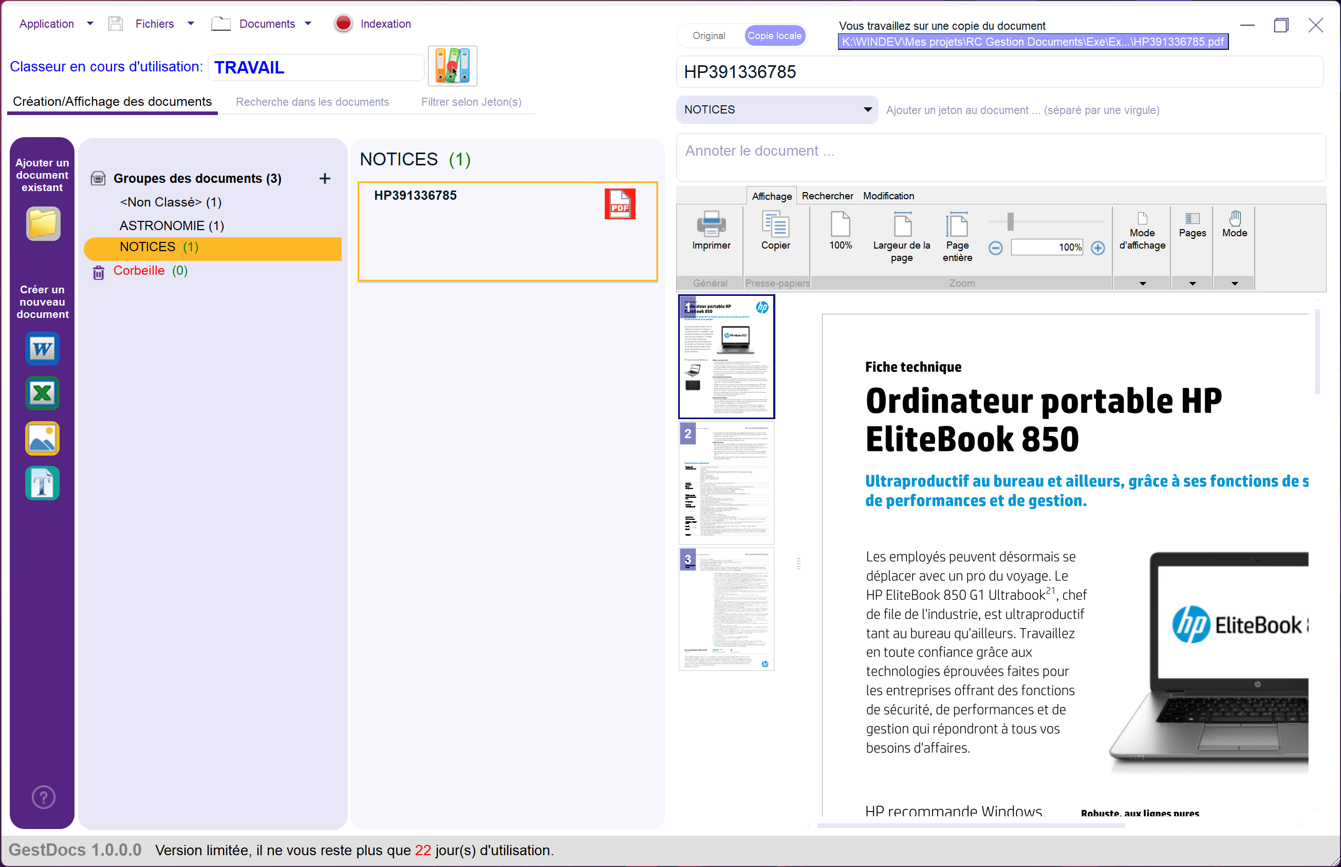 GestDocs version d'essai - RCsoft.ch